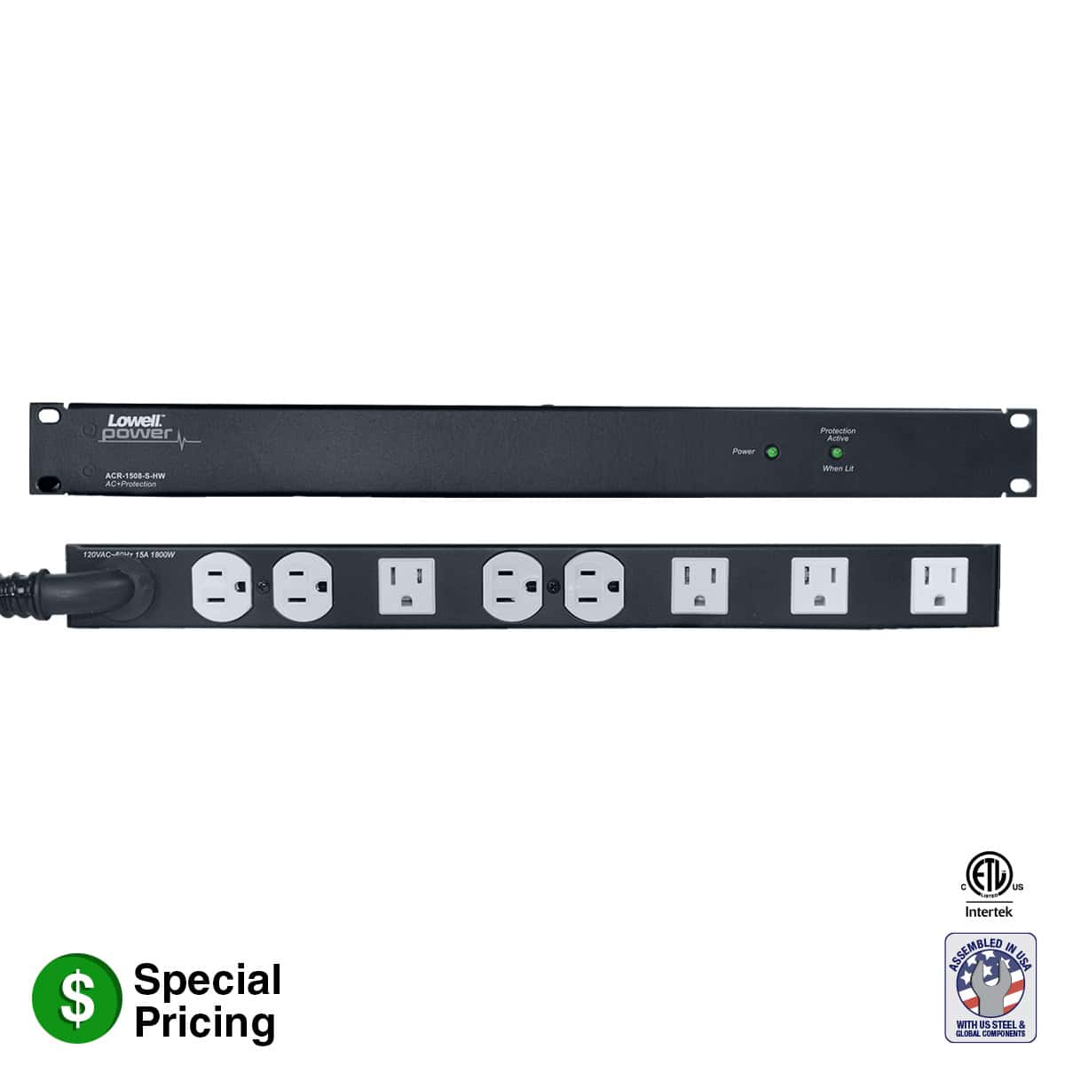 PDU with 8 (15A) Outlets, Surge Suppression, Hardwired | Lowell ...
