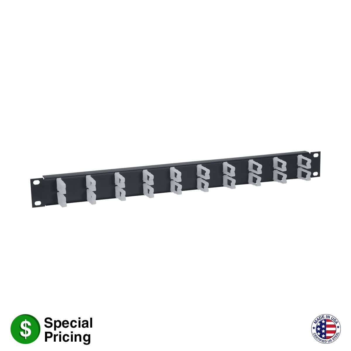 Cable management panel for 19 inch racks