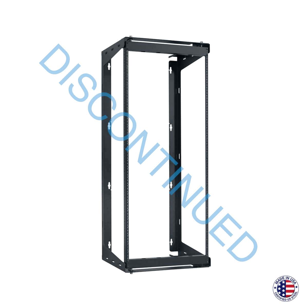 Swing gate wall rack for networking, open frame, made in US